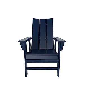 WestinTrends Ashore Outdoor Patio HDPE Plastic Modern Adirondack Dining Chair Navy Blue