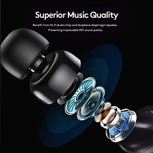 Xmythorig True Wireless Earbuds Bluetooth Headphones, IPX6 Waterproof Touch Control Earphone, CVC8.0 Noise Reduction for Clear Call, HiFi Stereo Deep Bass Audio in-Ear Headset w/Mic for Sports