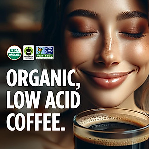 VitaCup Perfect Low Acid Coffee Beans, USDA Organic & Fair Trade, Mycotoxin Free, Dark Roast Guatemala Single Origin, Clean & Pure, Low Acidity, Whole Bean Coffee, 11 ounces