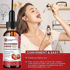 (2 Pack) Magnesium Glycinate Supplement,Magnesium Liquid Drops with Magnesium Glycinate 500mg Fiber 500mg Bromelain Vitamin B,C,D - Promotes Nerve, Bowel, Relaxation Function