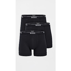 BOSS Men's 3-Pack Cotton Boxer Brief, True Black, Medium