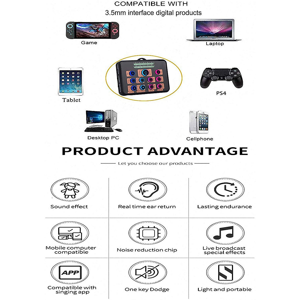 Voice Changer Headset for PS4/Xbox One/PC/Phone/Laptops/Anchor/Cam Girl/Kids with Voice Adjustable Feature