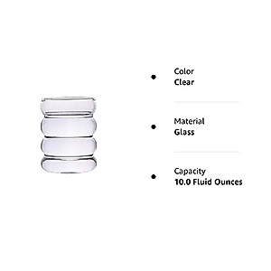 Peyan Ribbed Glassware,1 Pcs Ripple Glass Cup,10 oz Clear Creative Drinking Glasses,Beverage Cups,Vintage Drinking Cup,Wine Glasses,Beer Glasses,Bubble Glasses, Glass Cup