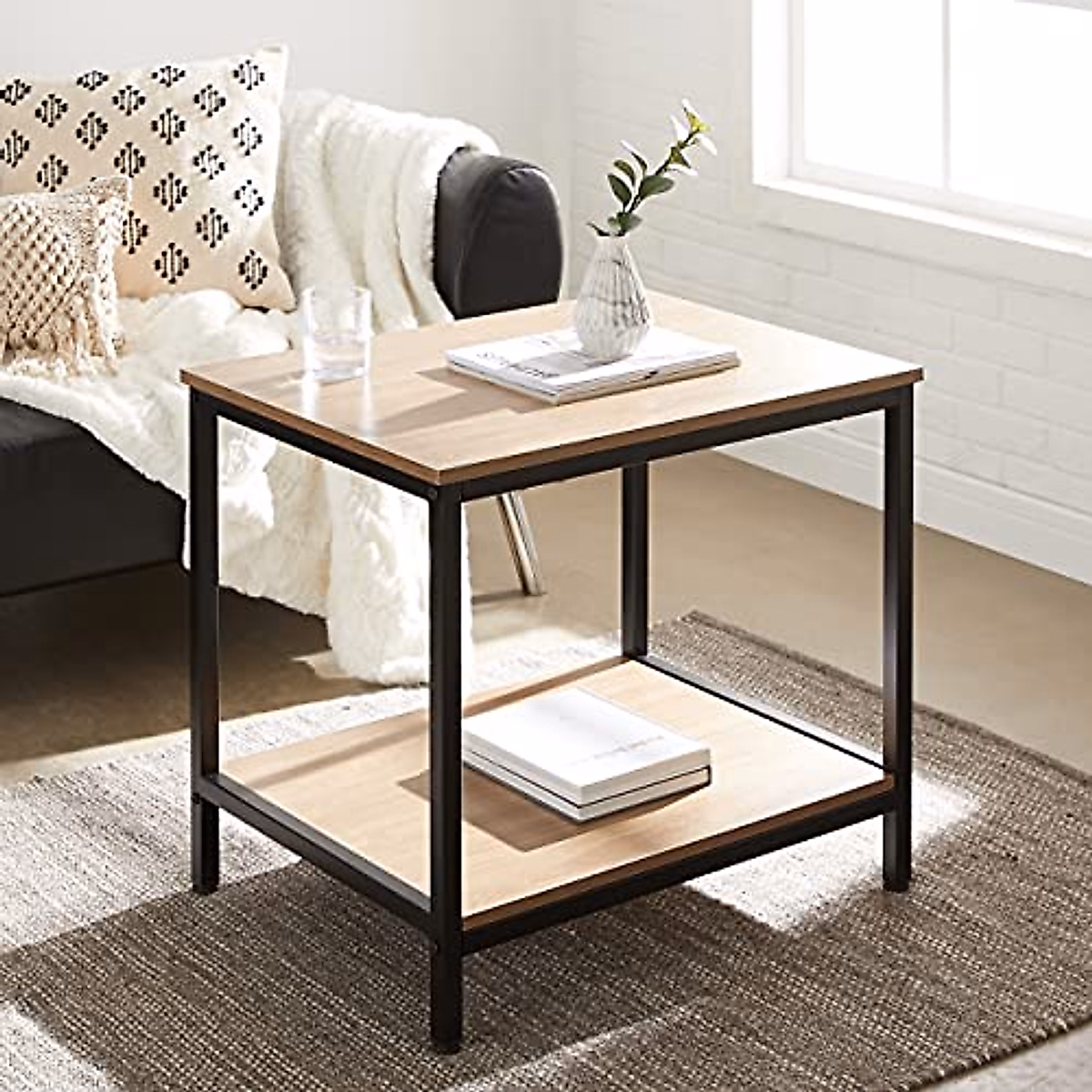 Coral Flower Side Table / End Table / Easy Assembly for Living Room, Bedroom， Set of 2