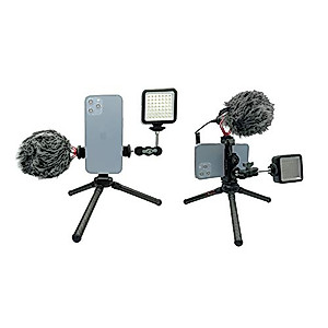 Metal Phone Tripod Mount w Cold Shoe,360 Rotation 1/4'' Screw Tripod Phone Holder Compatible with iPhone X 11 12 13 Pro Max Smartphone Holders Adapter,Cellphone Clamp,Videographer Rig Hot Attachment