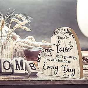 Sympathy Gift Memorial Heart Present for Loss of Loved One Wooden Remembrance Bereavement Gift Condolence Sign Loss of Father Mother Son Brother Decor 6.3 x 6 x 0.7 Inches(Simple Style)