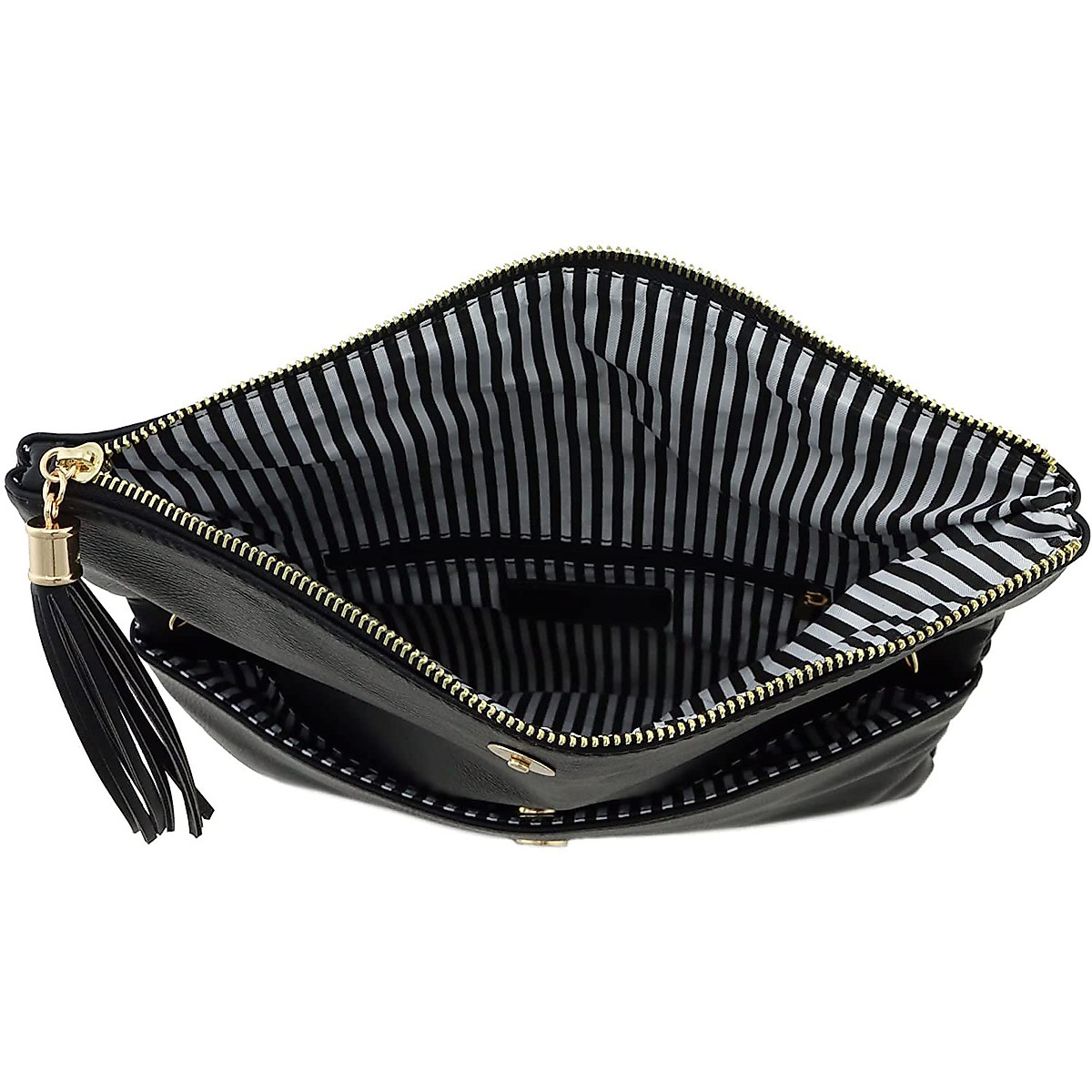 Solene Large Foldover Wristlet Clutch Crossbody Bag with Chain Strap -LP048(1-Gold-LP)