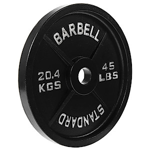 Signature Fitness Cast Iron Plate Weight Plate for Strength Training and Weightlifting, 2-Inch Center (Olympic), 45LB (Single)