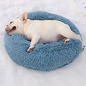 Labpepet Calming Dog Cat Beds Round Puppy Bed for Small Dogs Cat Washable, Donut Warm Pet Bed Fluffy and Soothing Plush Bed