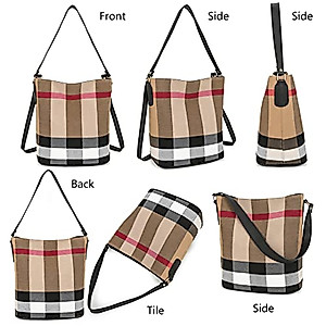 JOTHIN Tote Bag for Women Designer Handbags for Women Plaid Womens Purses and Handbags Bucket bag Canvas Tote Bag for Women(Black)