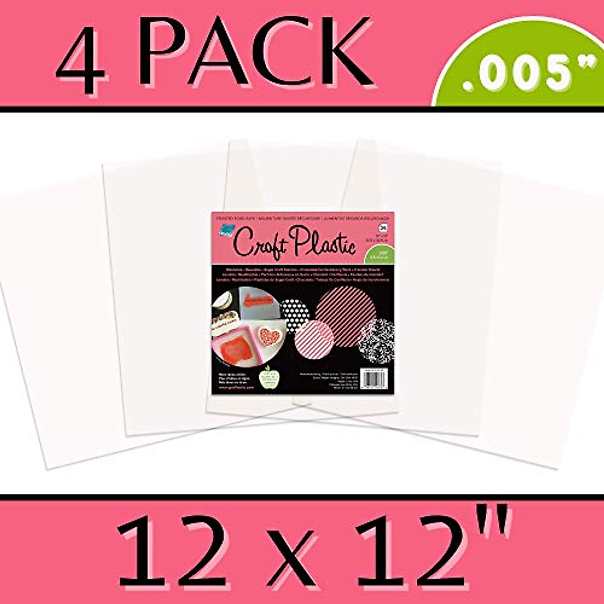 Grafix Food-Safe Plastic Frosted, 12 x 12”, Pack of 4 – Reusable .005” Thick Translucent Film, Perfect for Sugar Craft Stencils, Cookie and Cake Decorating, Chocolate Work (K05FCP1212-4)