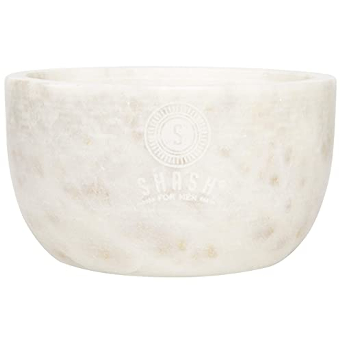 SHASH Marble Shaving Bowl, White - Lather Mug with Interior Grooves Builds a Rich, Foamy Froth - Retains Heat for a Close, Comfortable Shave - Compact, Sophisticated Design (White)