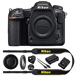 Nikon D500 20.9 MP CMOS DX Format Digital SLR Camera Body (1559B) with 4K Video - (Renewed)