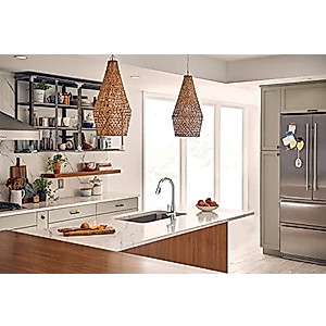 Moen Sleek Chrome One-Handle High Arc Pulldown Kitchen Faucet Featuring Power Boost, Modern Kitchen Sink Faucet with Pull Down Sprayer, 7864