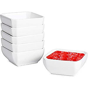 Kopmath Dip Sauce Bowls Set, 3 Oz Ultra-Strong Soy Sauce Dish, Square and Stable, Ceramic Small Bowls for Ketchup Condiment Side Dish Snack, Dishwasher Safe, Set of 6