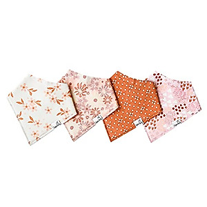 Copper Pearl Baby Bandana Drool Bibs for Drooling and Teething 4 Pack Gift Set Rue, Soft Set of Cloth Bandana Bibs for Any Baby Girl or Boy, Cute Registry Ideas for Baby Shower Gifts