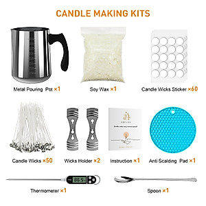 Ohcans Candle Making Kit Supplies for Beginners, Soy Wax DIY Candle Making for Adults, with 900ml Candle Make Pouring Pot, Candle Wicks, Wicks Sticker, Wicks Holder,Soy Candle Wax