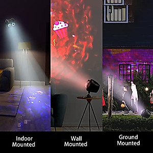 Christmas Halloween Holiday Projector Lights 2-in-1 26 HD Effects (3D Ocean Wave & 96 Patterns) Waterproof with RF Remote Control Timer for Indoor Holiday Party Home Garden Decorations (16 Slides Pro)