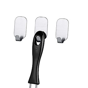 MXtechnic Self Adhesive Hook Stick on Wall 304 Stainless Steel Polished Hanging Clothes Coat Hat Hooks and Strong Heavy Duty Metal Super Power Hooks Storage Organizer (10 Pack) (Hooks-10)