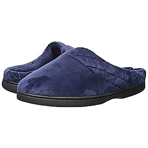 Dearfoams Women's Indoor/Outdoor Memory Foam Darcy Microfiber Velour Clog, Wide Widths Slipper, Peacoat, Medium