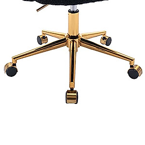 KCC Faux Fur Office Desk Chair, Comfy Fluffy Swivel Modern Leisure Armchair with Wheels, Upholstered Comfy Fuzzy Vanity Makeup Chair Height Adjustable for Teens Women Girls Elegant Home Office