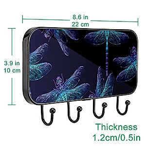 Dragonfly Insect Navy Blue Personalized Adhesive Hooks Towel Hooks Wall Hooks for Kitchen Bathroom