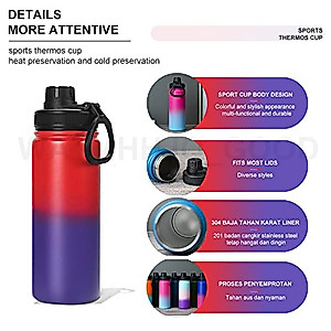 WATMHHJQ 18oz/32oz Insulated Stainless Steel Water Bottle,BPA Free,Sport Metal Thermos Water Bottles Cups, Leak-Proof Double Wall Vacuum Wide Mouth, Keep Cold for 20 Hrs/Hot 8 Hrs