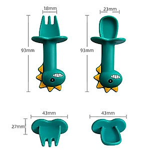 Baby Teething Toys Baby Teethers for Babies 0-6 Months 6-12 Months Infants (Dark Green, Dino Spoon Set)