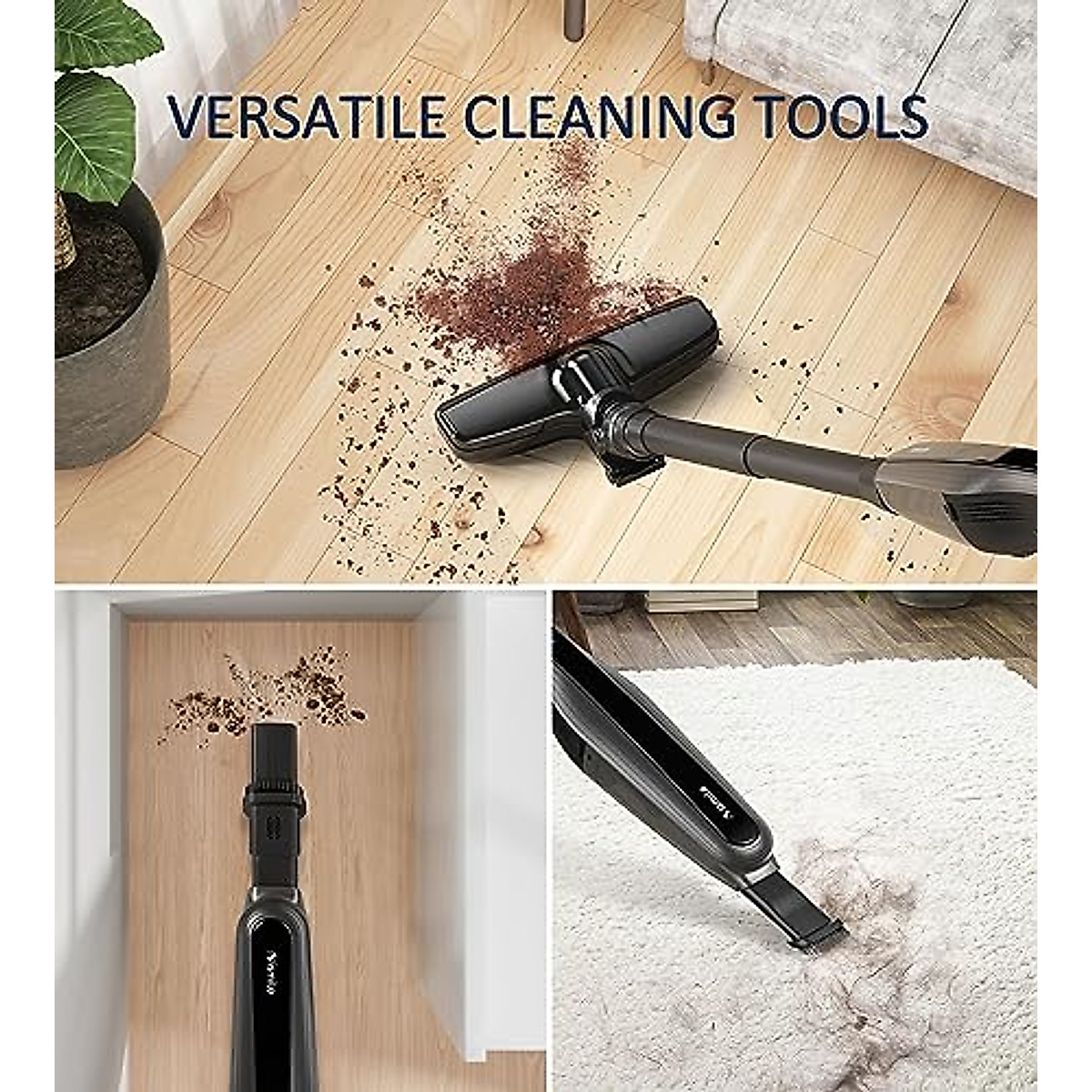 Handheld Vacuum Cleaner Cordless, 15000Pa Powerful Suction Cordless Stick Vacuum, Lightweight Electric Broom Rechargeable Handheld Vac, Portable Hand Held Vacuum for Hardwood Floor Car Pet Hair