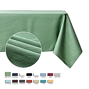 maxmill Jacquard Table Cloth Swirl Pattern Spillproof Wrinkle Resistant Oil Proof Heavy Weight Soft Tablecloth for Kitchen Dinning Tabletop Outdoor Picnic Rectangle 52 x 70 Inch Sage Green
