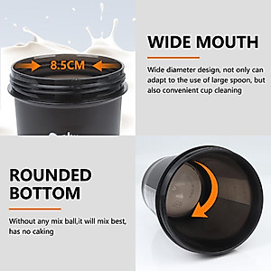 VIGIND Protein Shaker Bottle,18oz Shaker Bottles For Protein Mixes,Sports Water Bottle,Supplement Mixer Bottle,Leak Proof,Non Slip,With a 5oz Storage Cups And a Pill Tray (Blue)