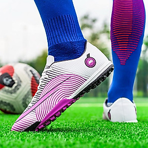 DHOVOR Mens Womens Indoor Soccer Cleats Youth Athletics Turf Soccer Shoes Boys Non Slip Football Shoes