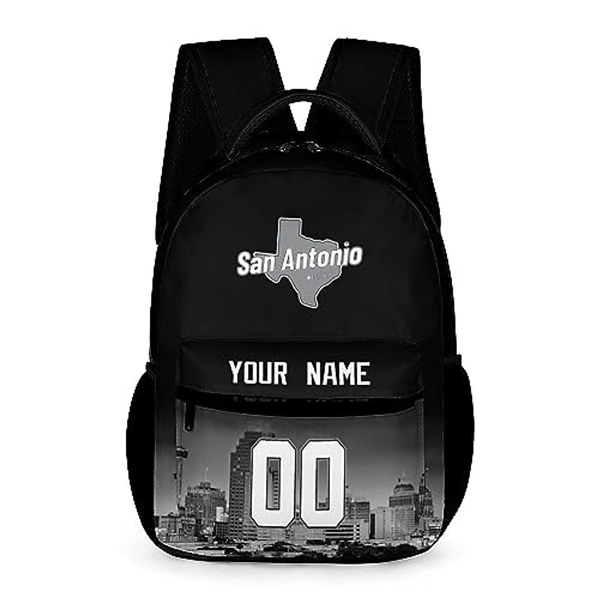 Custom Backpack Personalized Basketball City Night Skyline With State Map Travel Bag Add Name Number Fans Gift for Men Women