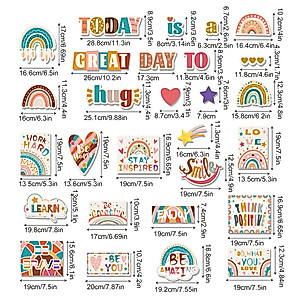 Today is A Great Day Bulletin Board Set Boho Rainbow Bulletin Board Borders Heart Star Bohemian Rainbow Cutouts with Glue Points for Classroom School Office Home Wall Decoration
