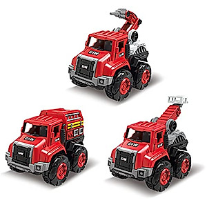QUQUTWO Fire Truck Set Excavator Ladder Fire Truck Garbage Truck Great Alloy Non-Toxic ABS Birthday Gifts for Children Rubbish Truck