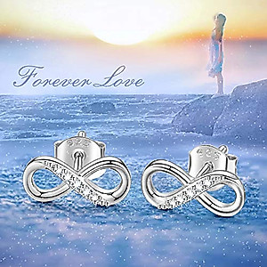 Billie Bijoux Women 925 Sterling Silver Infinity Dangle Drop Earrings Studs Infinity Love Round Cut CZ
