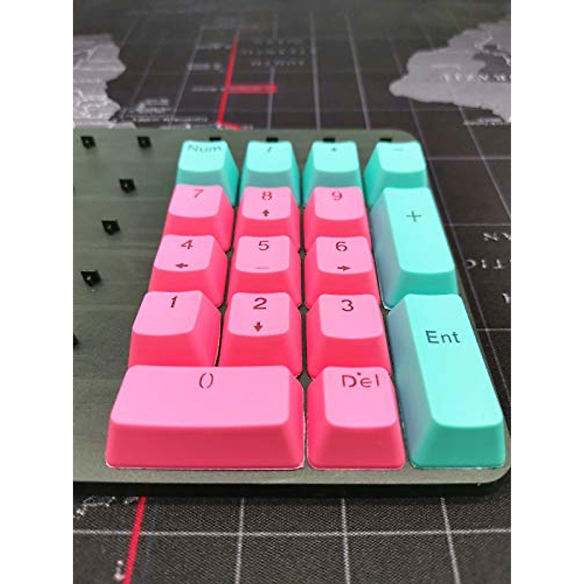 17 Keys Numeric Keypad Numpad Key Cap Number Pad PBT Doubleshot Backlit Keycaps OEM Height ANSI Layout for Cherry MX Switch Gaming 60% 87 104 108 Mechanical Keyboard (Miami NO.1)