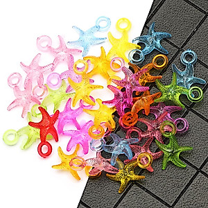 NHBT YU 30pcs Mixed Starfish Charms Beads Transparent Acrylic Beads for Jewelry Making Necklace Bracelet Earring Pendant DIY Accessories T725