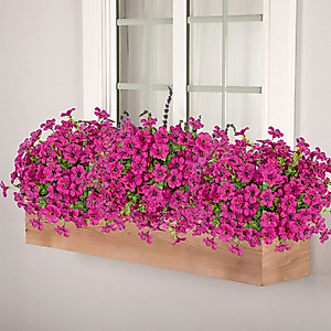 Gorgeoos 4 Bundles Artificial Flowers for Outdoors Fake Plants No Fade Faux Outside Greenery Boxwood Plastic Shrubs Silk Flowers for Home Garden Window Box Porch Patio Decoration (Fuchsia)