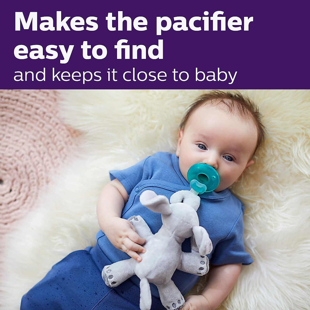 Philips AVENT Soothie Snuggle Pacifier Holder with Detachable Pacifier, Koala, 0m+, SCF347/06
