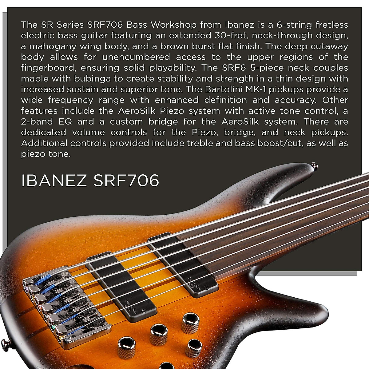 Ibanez SRF706 - Brown Burst Flat
