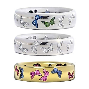 AIPUDE Exquisite Jewelry Ring Love Rings Fashion Women Butterfly Cubic Zirconia Inlaid Finger Ring Wedding Party Jewelry Wedding Band Best Gifts for Love with Valentine's Day