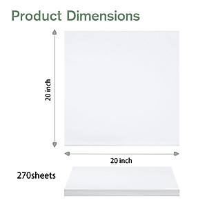 Simetufy 20 x 20 inch White Tissue Paper, 270 Sheets Tissue Paper for Gift Bags, Gift Tissue Paper for Hanukkah, Holidays, Birthdays, Weddings, Christmas and All Occasions