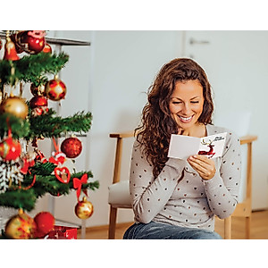 Christmas Holiday Greeting Cards with Gold and Metallic Foil, 100 Pack, 4 x 6 inch, 11 Assorted Designs with 3-D Prism Effect, Blank Inside,by Better Office Products,with Envelopes,100 Christmas Cards