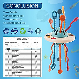 Baby Sensory Toys, Montessori Pull String Airplane Travel Toys for Toddlers 1-3, Montessori Toys for Babies 6-12 Months UFO Silicone Pull String Activity Toy Dawnier Pull Toy