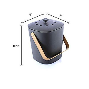 Bamboozle Kitchen Compost Bin – Indoor Countertop Food Composter, Made of Sustainable Bamboo Fiber | Graphite Color