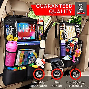 Helteko Backseat Car Organizer, Kick Mats Back Seat Protector with Touch Screen Tablet Holder, Car Back Seat Organizer for Kids, Car Travel Accessories, Kick Mat with 9 Storage Pockets 2 Pack, Black