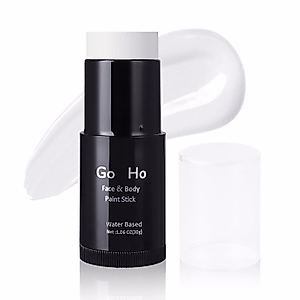 Go Ho White Face Paint,Easily Washable Formula Face Paint Stick,Non-toxic Full-coverage Cream to Powder White Face Body Paint for Halloween Cosplay Zombie Skeleton Clown Goth Makeup