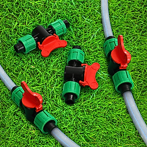 Drip Irrigation Shut off Valve 1/2 Inch Universal Drip Irrigation Tubing Coupling Valve Connector Locking Fitting Compatible with 16 to 17 mm Drip Tape Tubing Sprinkler System (12 Pieces)