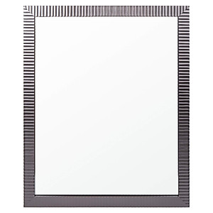 Truu Design Decorative Ridged Metallic Rectangular Wall Mirror, 16 x 20 inches, Grey